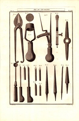 1771 "ART DU COUTELIER", TOOLS Antique original engraving | eBay