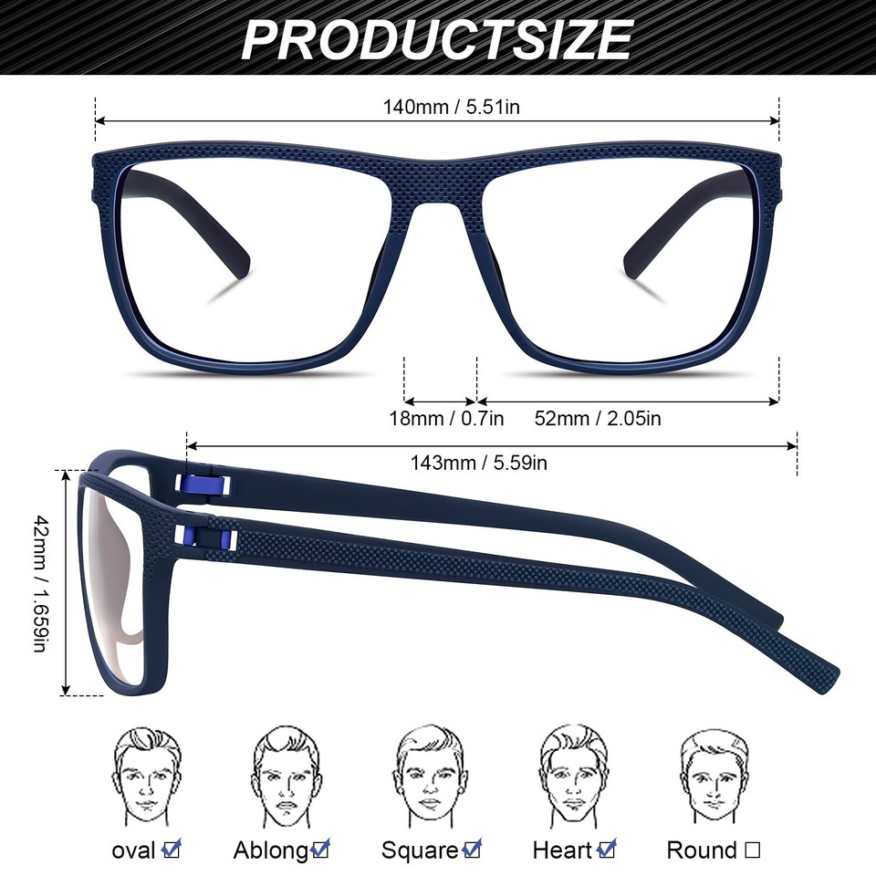 Blue Light Blocking Gaming Clear Glasses Lightweight Frame UV400 ...