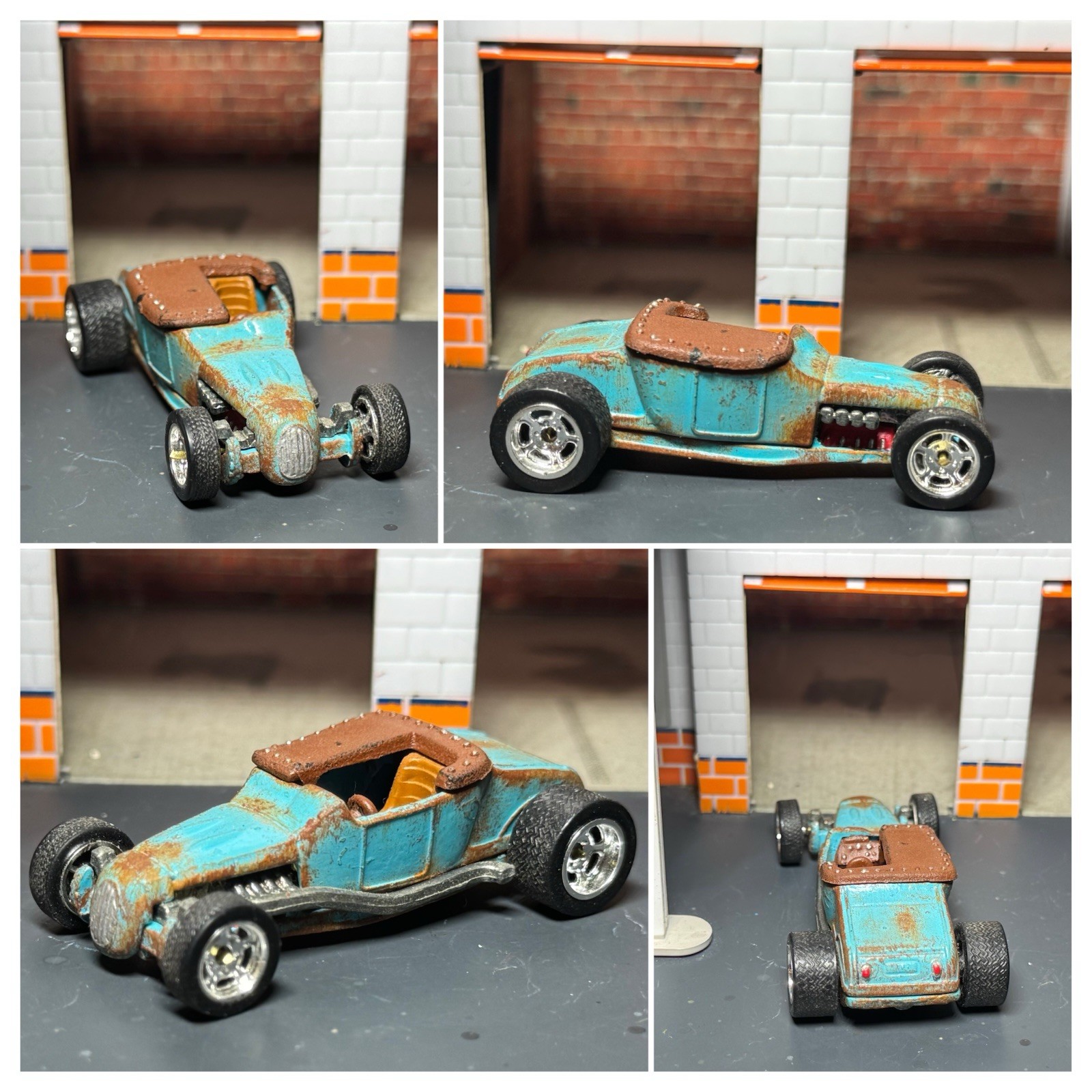 Custom Painted Hot Wheels Track -T Ford Blue Hot Rod Rat Rod W/ Real ...
