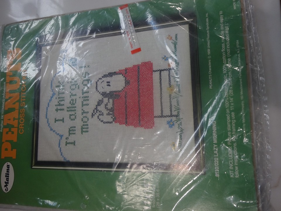 Malina Cross Stitch Kit Peanuts Snoopy 8110 020 Lazy Morning 11x14 Inch ...