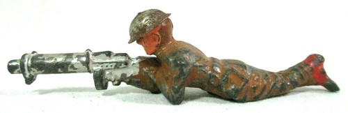 Barclay Soldier Lying Down Machine Gun Vintage Lead Figure War Military ...