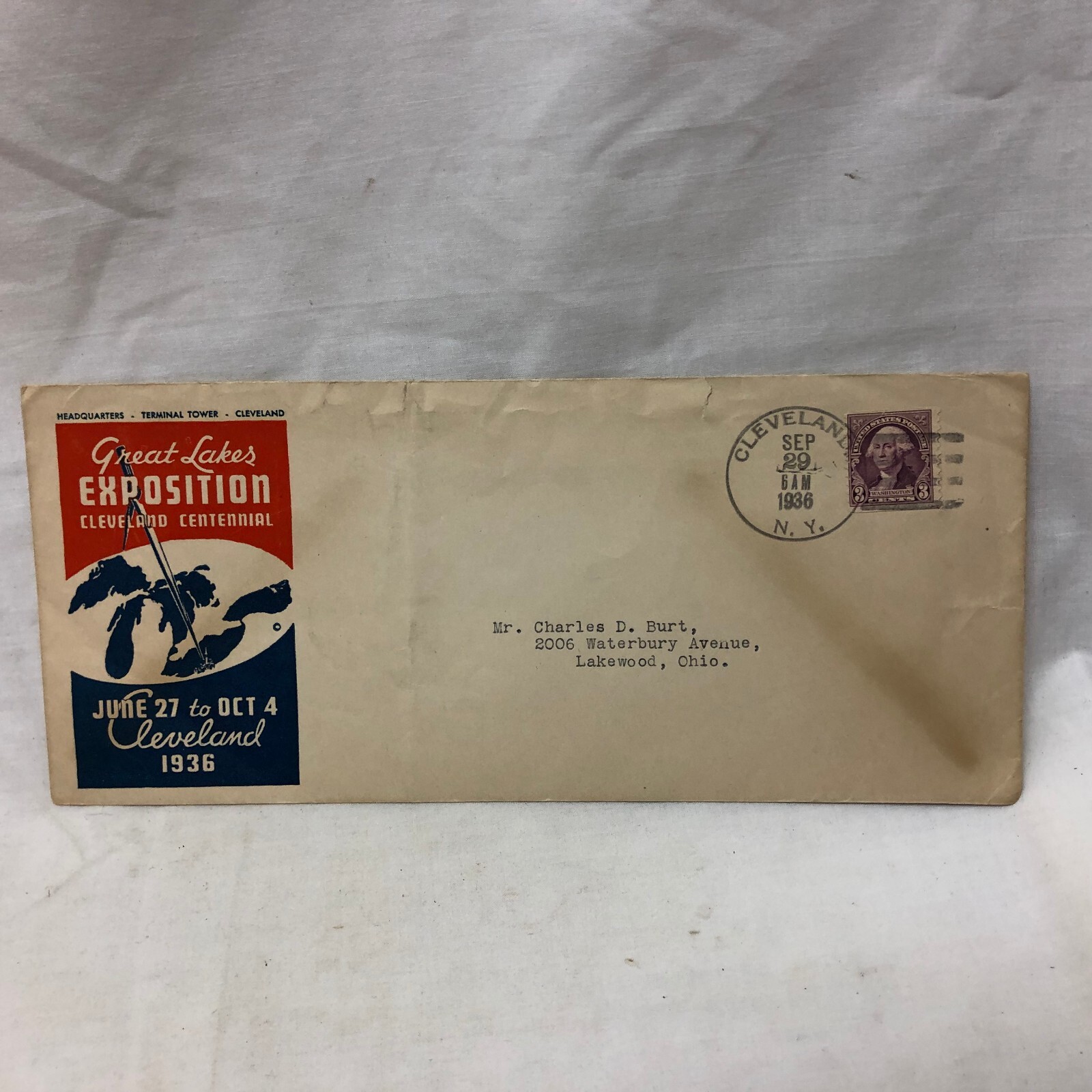 Vintage 1936 Great Lakes Exposition Cleveland Ohio Letter Cover | eBay