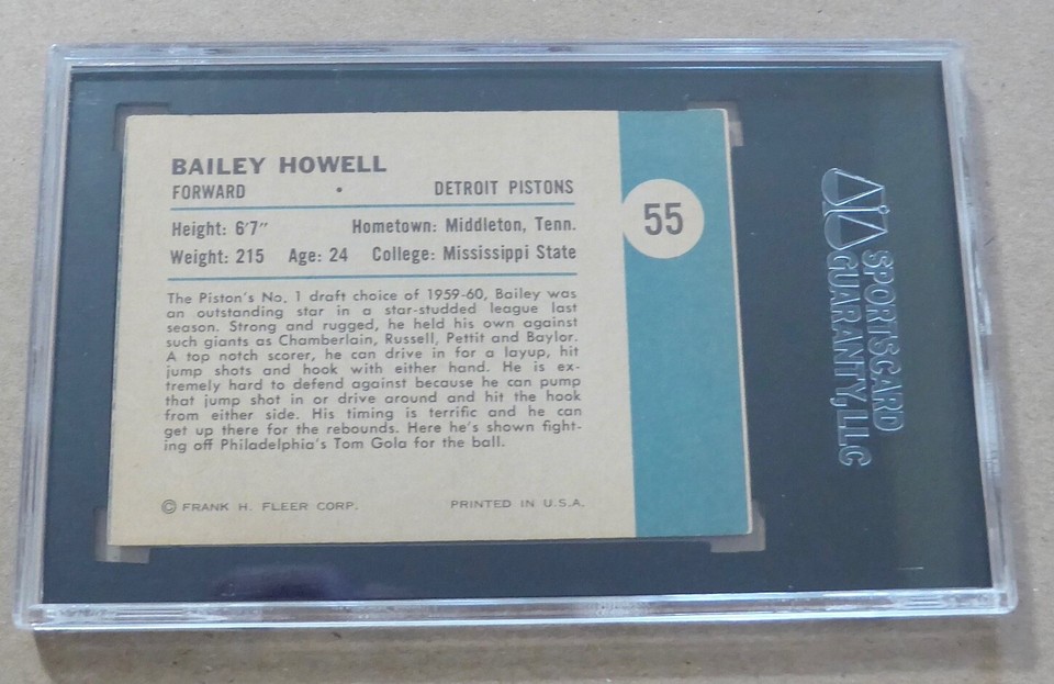 BAILEY HOWELL signed auto SGC authenticated/slab 1961 Fleer Detroit ...