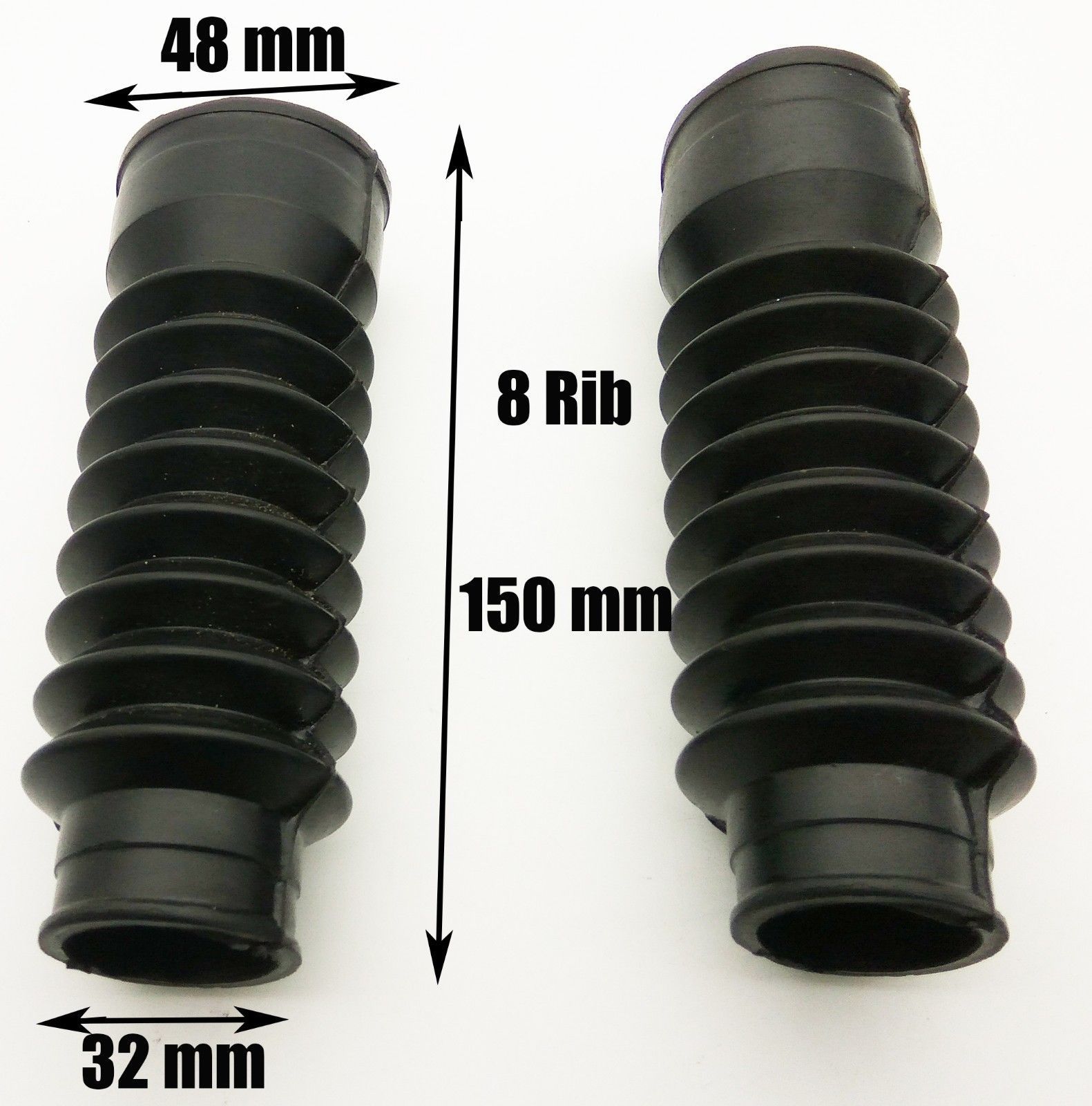 MOTORCYCLE PAIR RUBBER FORK GAITERS GAITORS BOOTS - 32mm / 48mm / 150mm ...