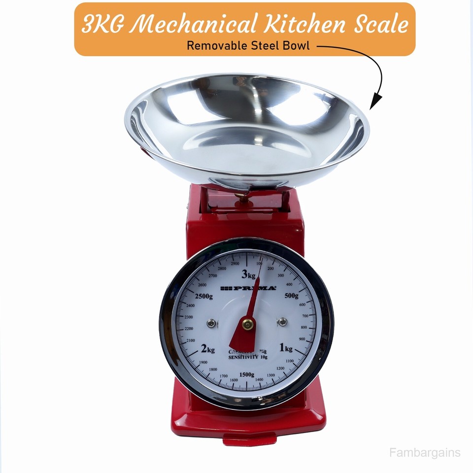 3Kg Mechanical Metal Scale Traditional Kitchen Analogue Weighing Red ...