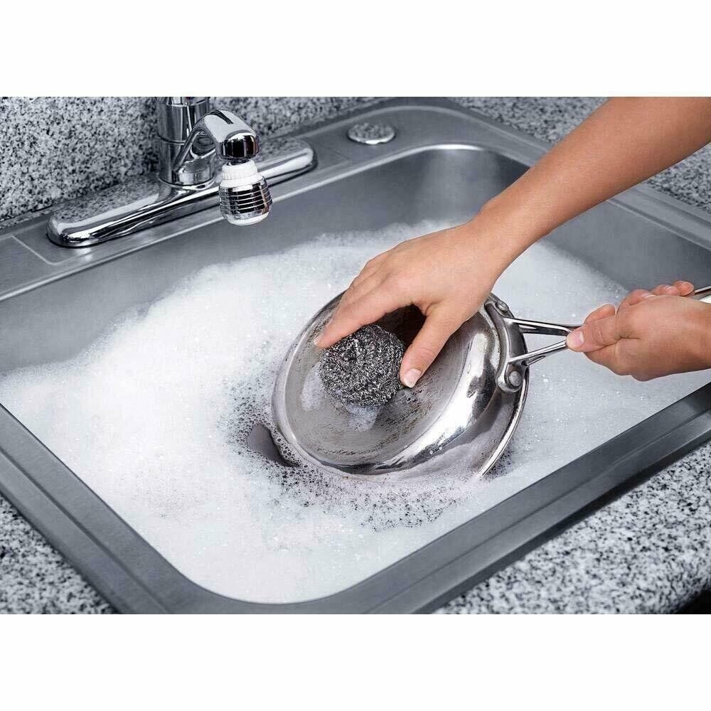 Set of 5 Stainless Steel Scouring Pads Scrubs Kitchen Cleaning Sponge ...