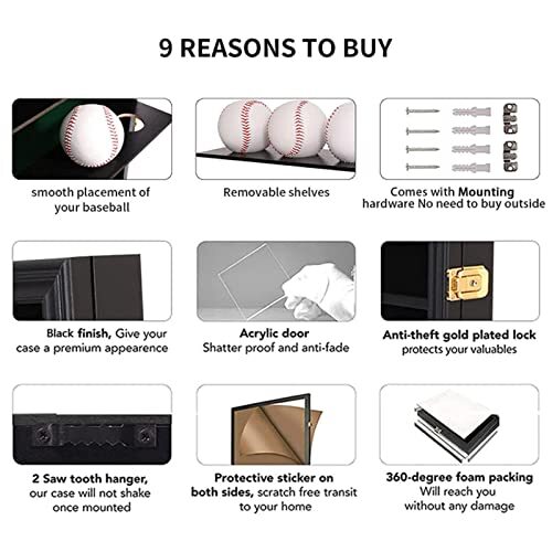 Verani 12 Baseball Display Case Cabinet Rack for Baseball Shadow Box ...