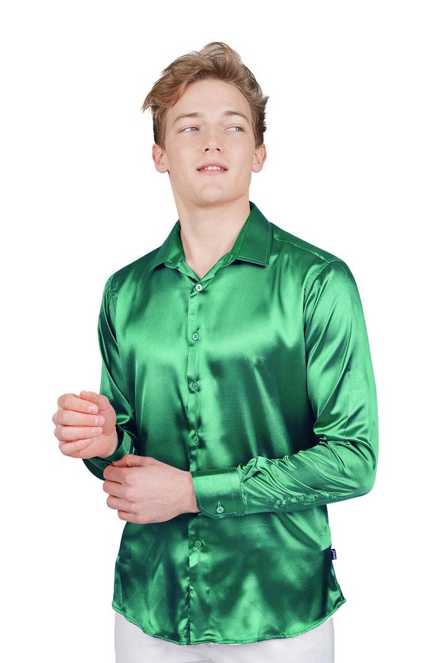 BARABAS Mens Luxury Metallic Long Sleeve Button Down Shiny shirts B312 ...