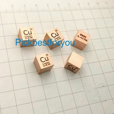 1pcs 99.95% High Purity Copper Cu 10mm Cube Carved Element Periodic ...