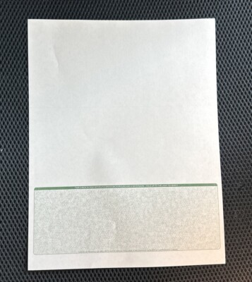500 High Security Blank Check Stock Paper - Check on bottom- Green | eBay