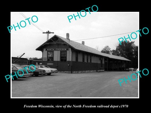 OLD LARGE HISTORIC PHOTO OF FREEDOM WISCONSIN N/F RAILROAD DEPOT ...