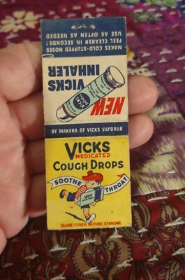 Vintage Vicks Cough Drops & Vicks Inhaler Advertising Matchbook Cover ...