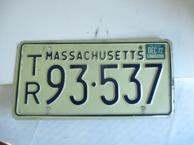 1967-73 Massachusetts license plate T/R 93537 trailer | eBay
