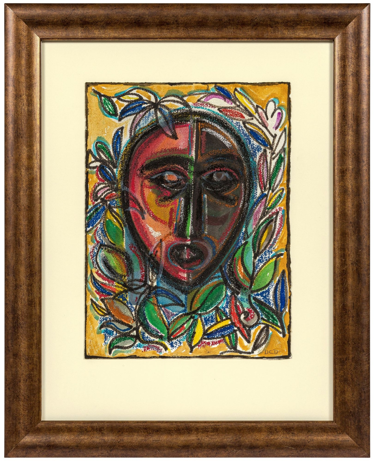 David C DRISKELL / Painting Owl Mask with Wreath Signed | eBay
