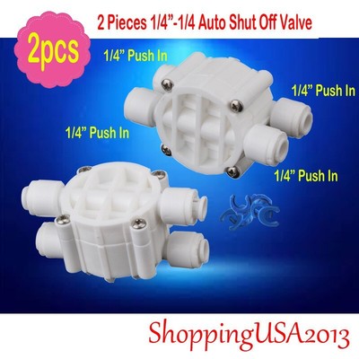 2 Pieces 1/4-1/4 Auto Shut Off Valve Quick Connect Push In Water Filter ...