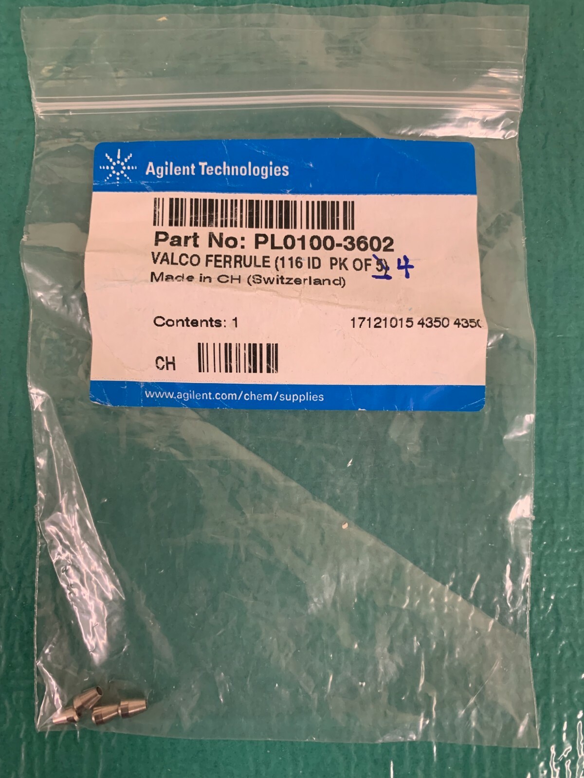 Agilent Valco Ferrule, 1/16 in ID. pk of 4. PN:PL0100-3602 | eBay