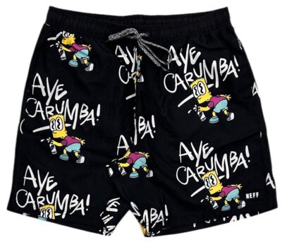Neff X The Simpsons Men's Bart Hot Tub Volley Shorts Swim Trunks ...