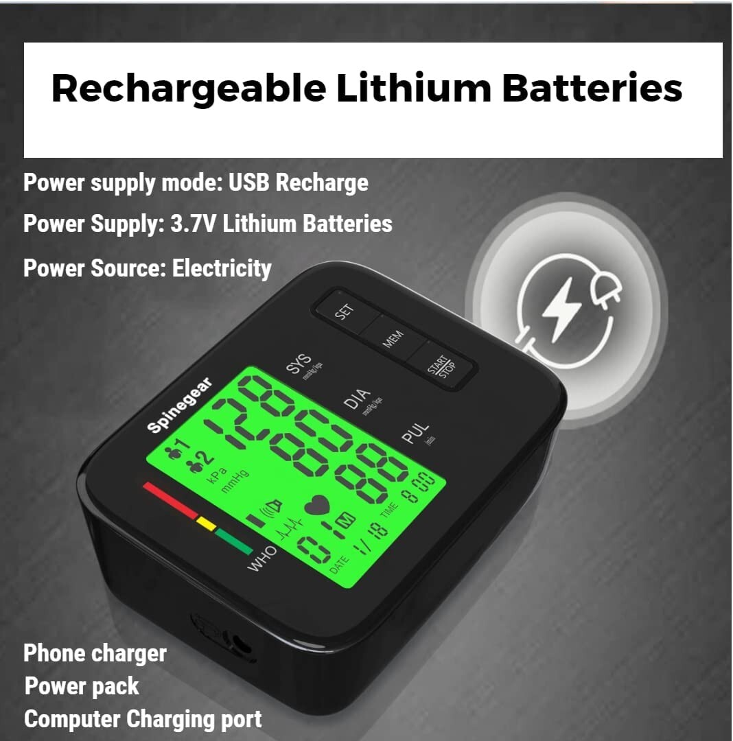 Rechargeable Blood Pressure Monitor for home use UK NHS Arm Cuff Auto ...