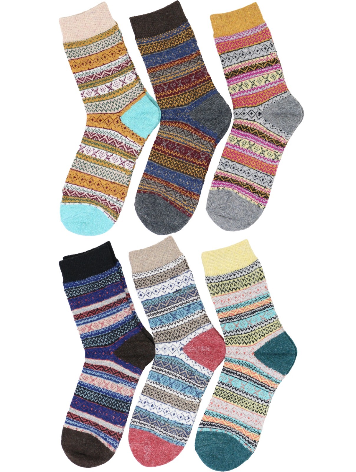 Wool Blend Aztec Socks Women's 6-Pack Hiking Trail Socks | eBay