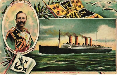Ocean Liner Troopship Kaiser Wilhelm II Cameo Portrait Agammnon ...