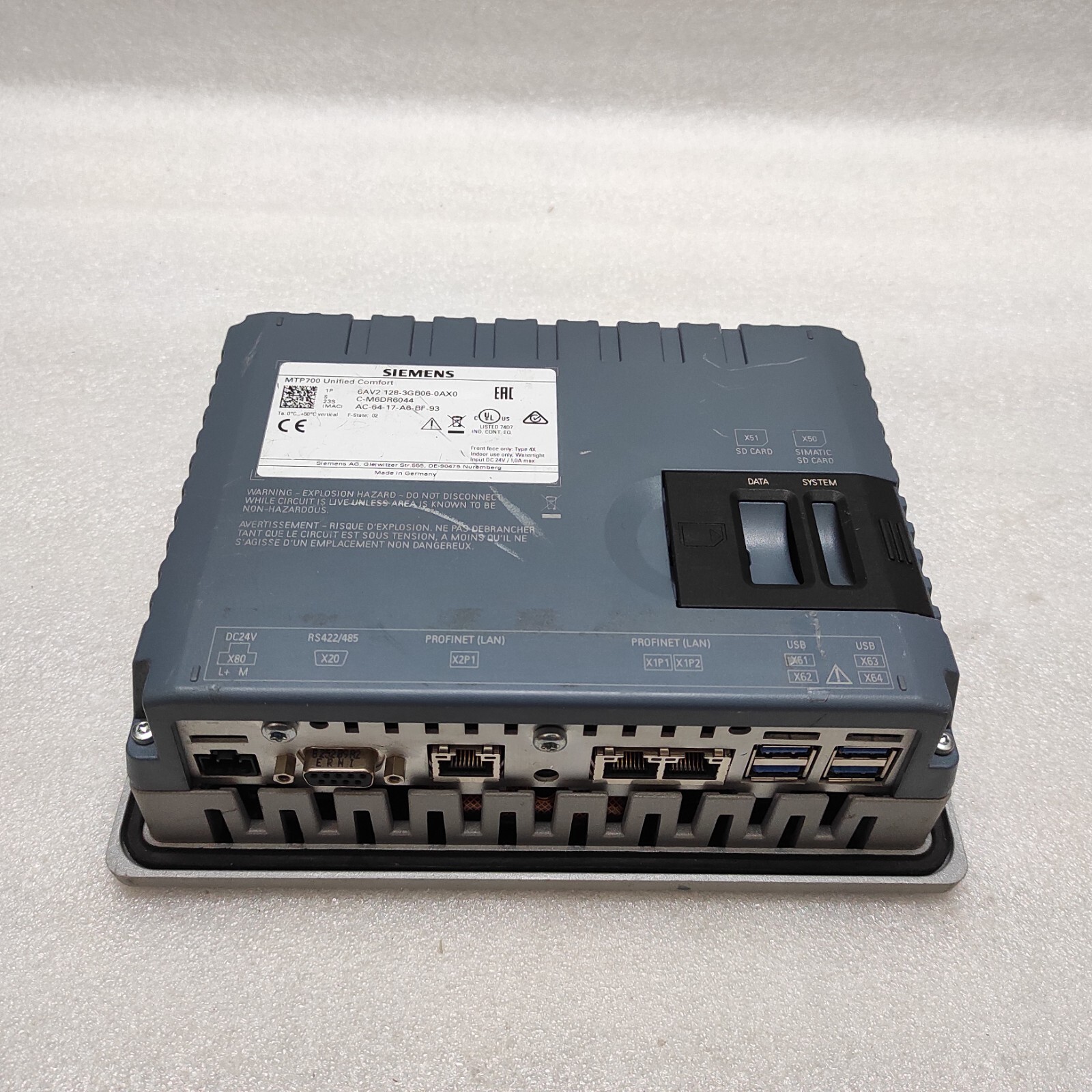 SIEMENS MTP700 UNIFIED CONFORT 6AV2 128-3GB06-0AX0 HMI | eBay