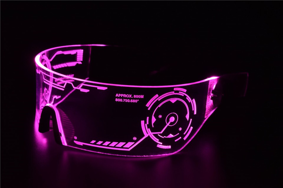 Cyberpunk Goggles LED Tron Visor Glasses Perfect For Cosplay Festivals ...
