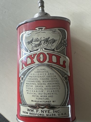 1920's - 40s NYE Nyoil OIL Can EARLY METAL SPOUT TOP SPERM WHALE OIL ...