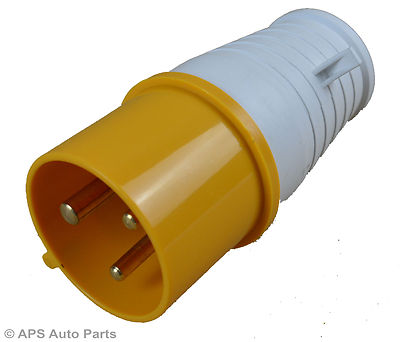32 amp 3 Pin Male In Line Plug Socket Industrial Camping IP44 110V ...