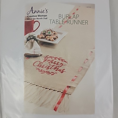 Table Runner Embroidery Kit XMAS Stencil Annies Natural Burlap Holiday ...