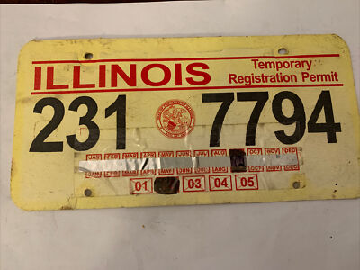 Vintage Illinois TEMPORARY License Plate Cardboard Reg Permit. Tag ...