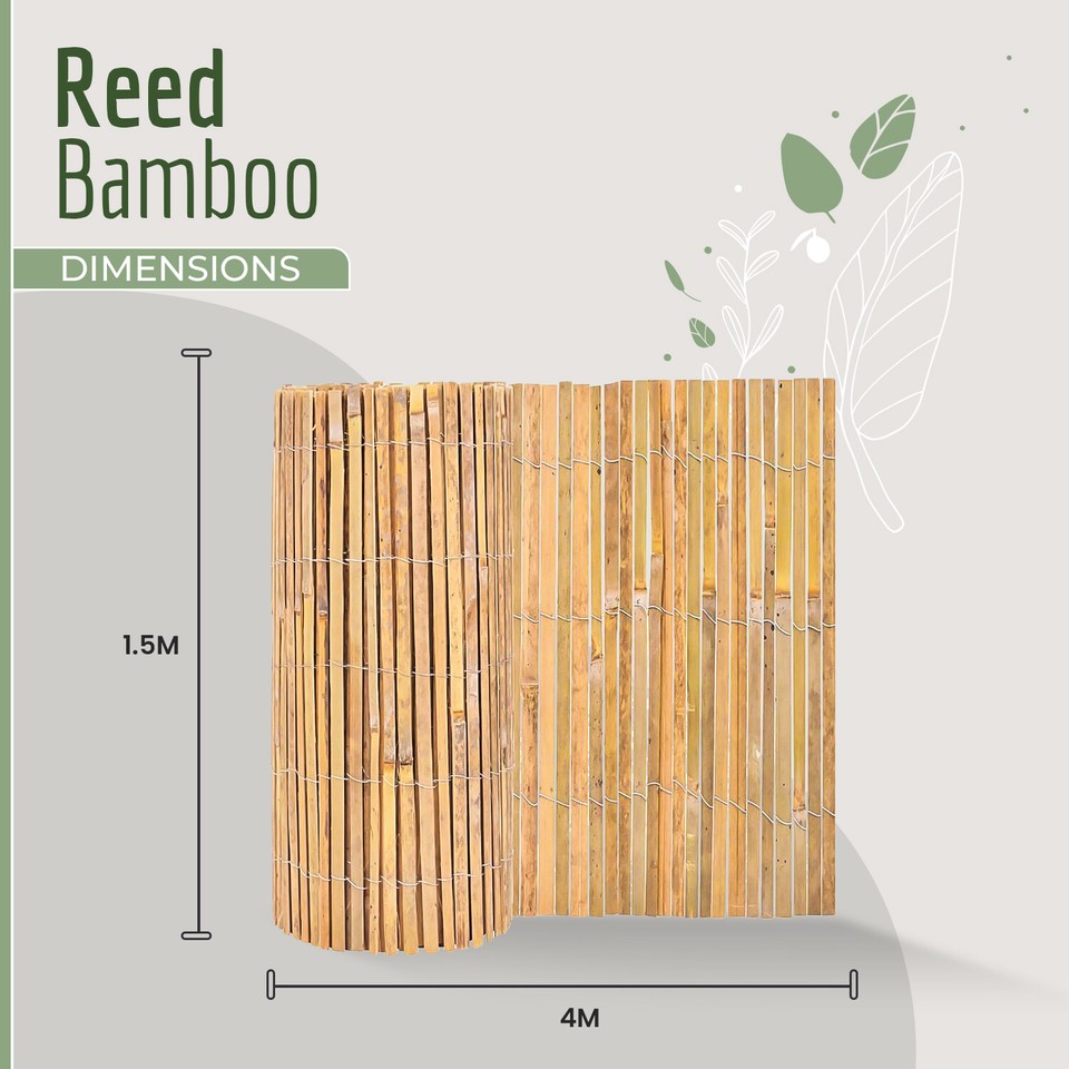 Bamboo Cane Slat Reed Screening Roll Garden Fencing Panel Outdoor ...
