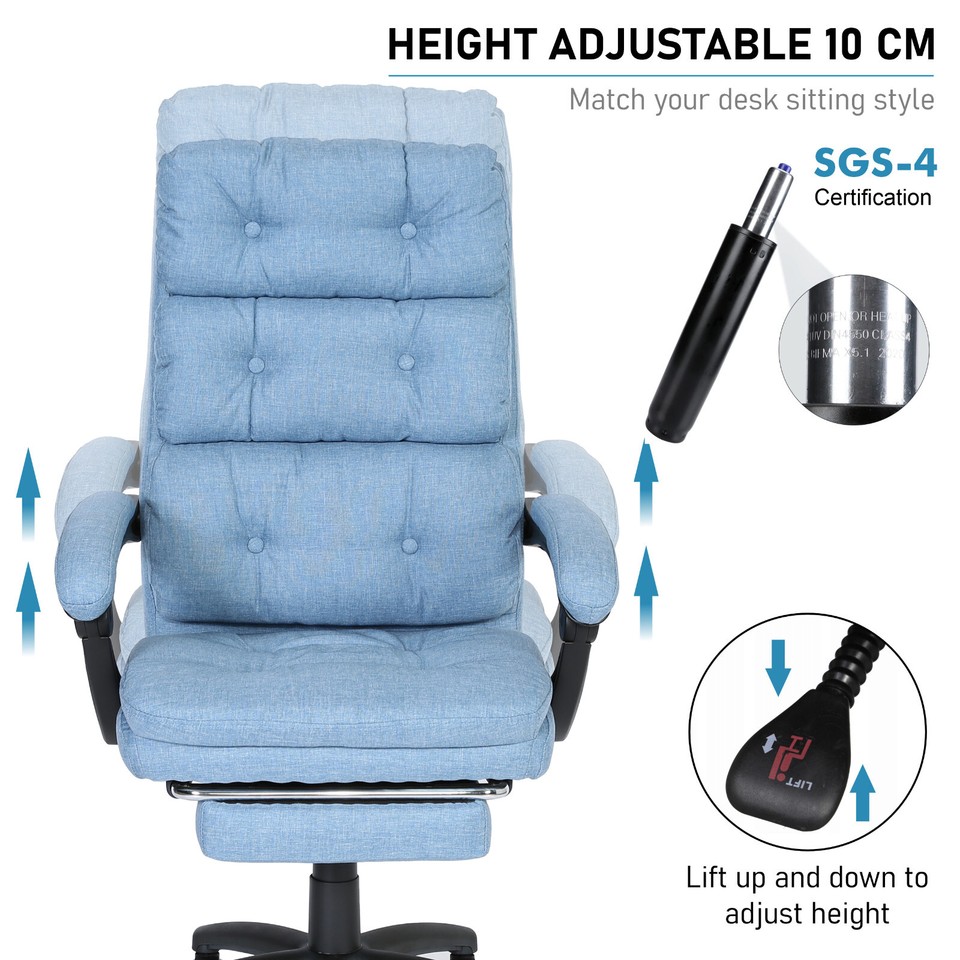 Ergonomic Office Chair Recliner Swivel Adjustable Fabric PC Computer ...