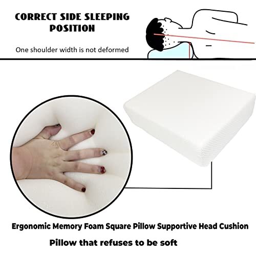 Cube Memory Foam Pillow For Side Sleepers Thickness 4" Ergonomic Memory ...