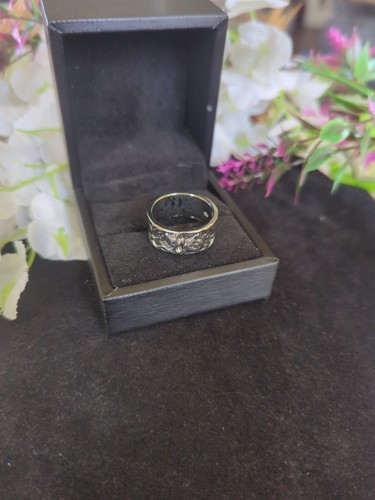 Sterling Silver Howling Wolf Size 10 Ring Thick Hand Hammered Gld Pl ...