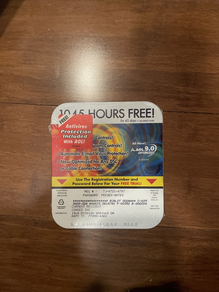 Vintage AOL 9.0 OPTIMIZED AMERICA ONLINE DISC Computer Software SEALED ...