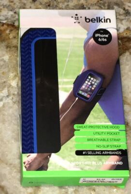 BELKIN Sport Fit Plus Arm Band iPhone 6 Blue Device Carrier Run ...
