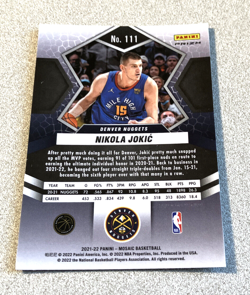 2021-22 Panini Mosaic Green Mosaic Prizm #111 Nikola Jokic Nuggets | eBay
