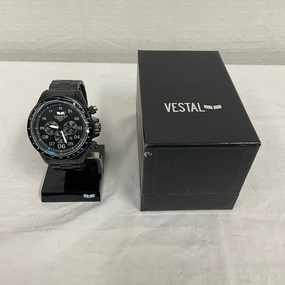Vestal Big Watch Men's ZR3 Chronograph Watch Brushed Black/Lume ZR3021 ...