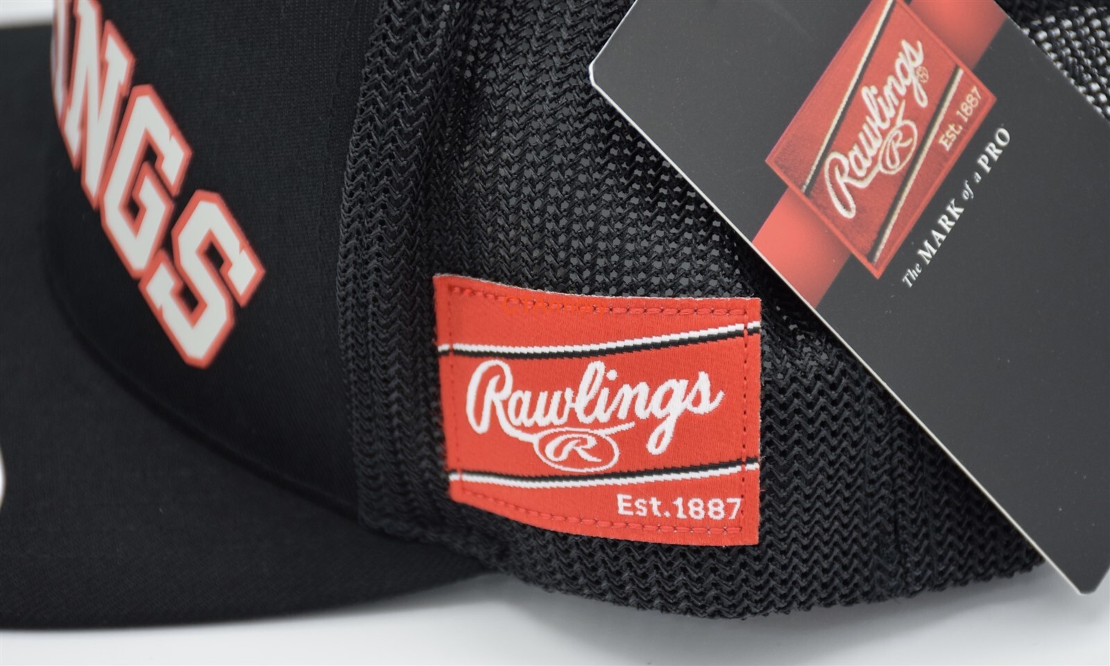 RAWLINGS BASEBALL CAP/TRUCKER HAT LOGO BLACK RAWLINGS RUBBER LETTERS ...