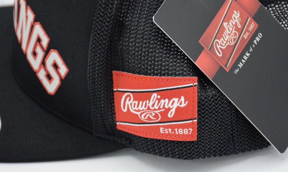RAWLINGS BASEBALL CAP/TRUCKER HAT LOGO BLACK RAWLINGS RUBBER LETTERS ...