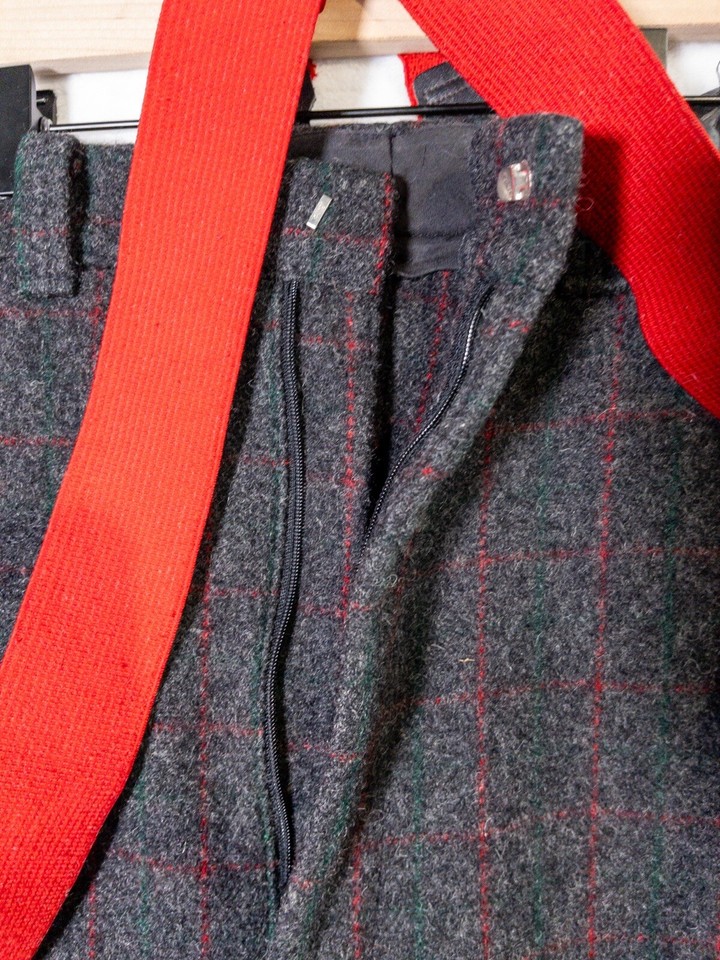 Vintage USA made WOOLRICH Wool Plaid Hunting Pants MALONE Charcoal Gray ...