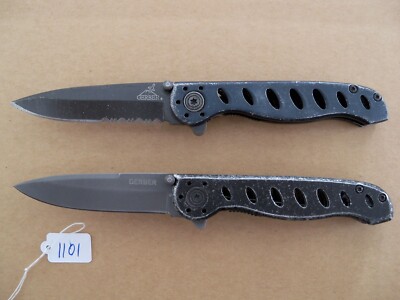 Lot of 2 Gerber Evo Jr Folding Pocket Knife - Serrated & Plain Blade ...