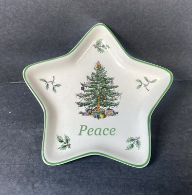 1938 Copyright Spode Christmas Tree Star Shaped Candy Dish / Trinket ...