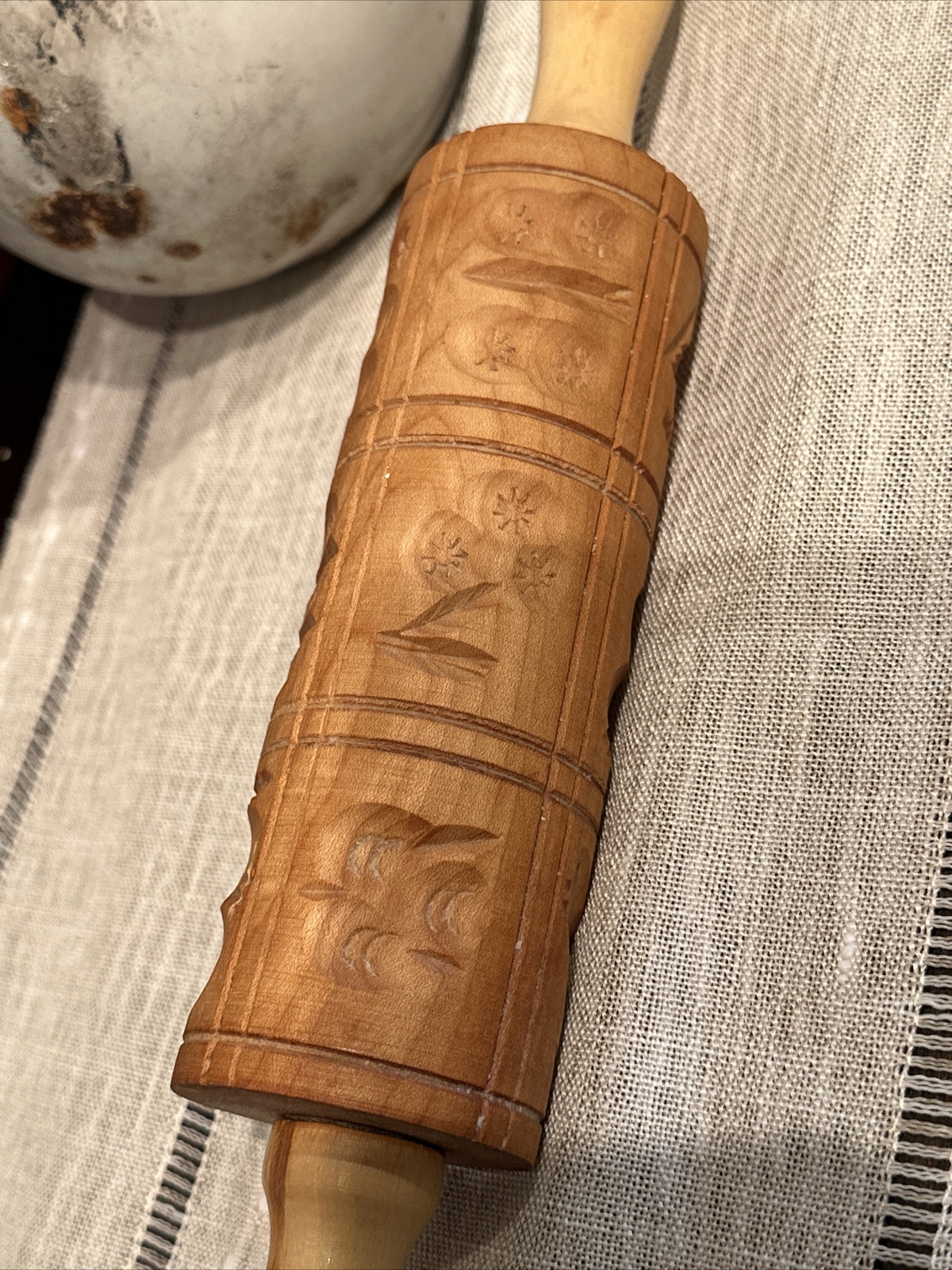 vintage Springerle roller mold cookie butter baker carved wood carving ...
