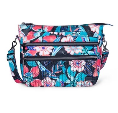Lug Slider Crossbody Bag Floral Resort Tropics Quilted RFID Nylon Purse ...