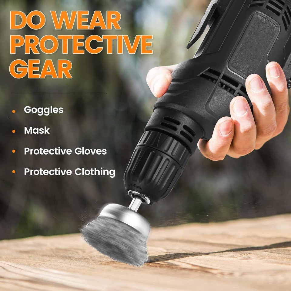 6PC Rotary Steel Wire Brush Drill Attachment Cup Wheel Set Tool Rust ...