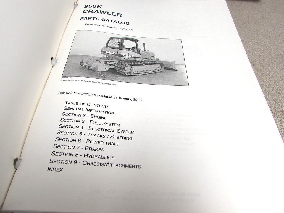 Case 850K Crawler Parts Catalog Manual 7-7631NA 2003 | eBay