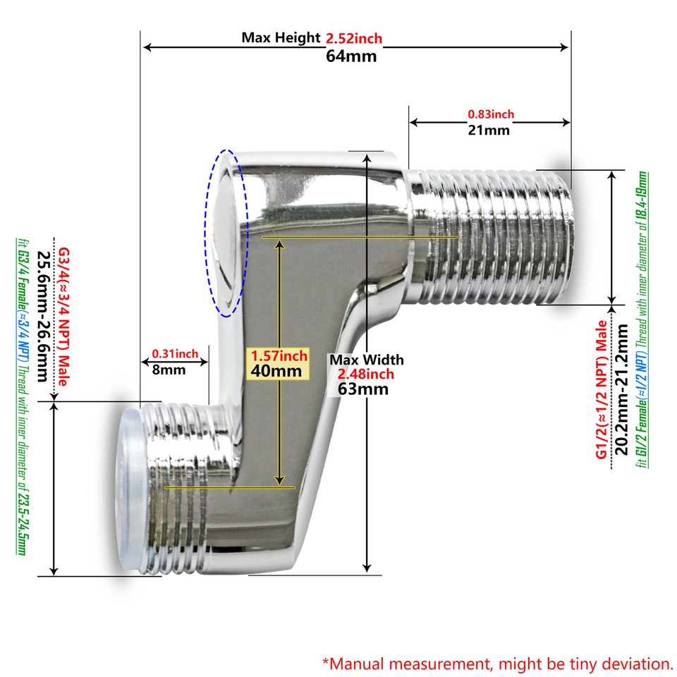 Eccentric Adapter G1/2 Male x G3/4 Male Connector Longer for Valve ...