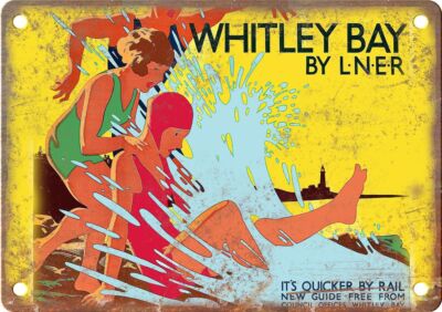 Metal Sign - Vintage Whitley Bay Travel Poster - Retro Look ...