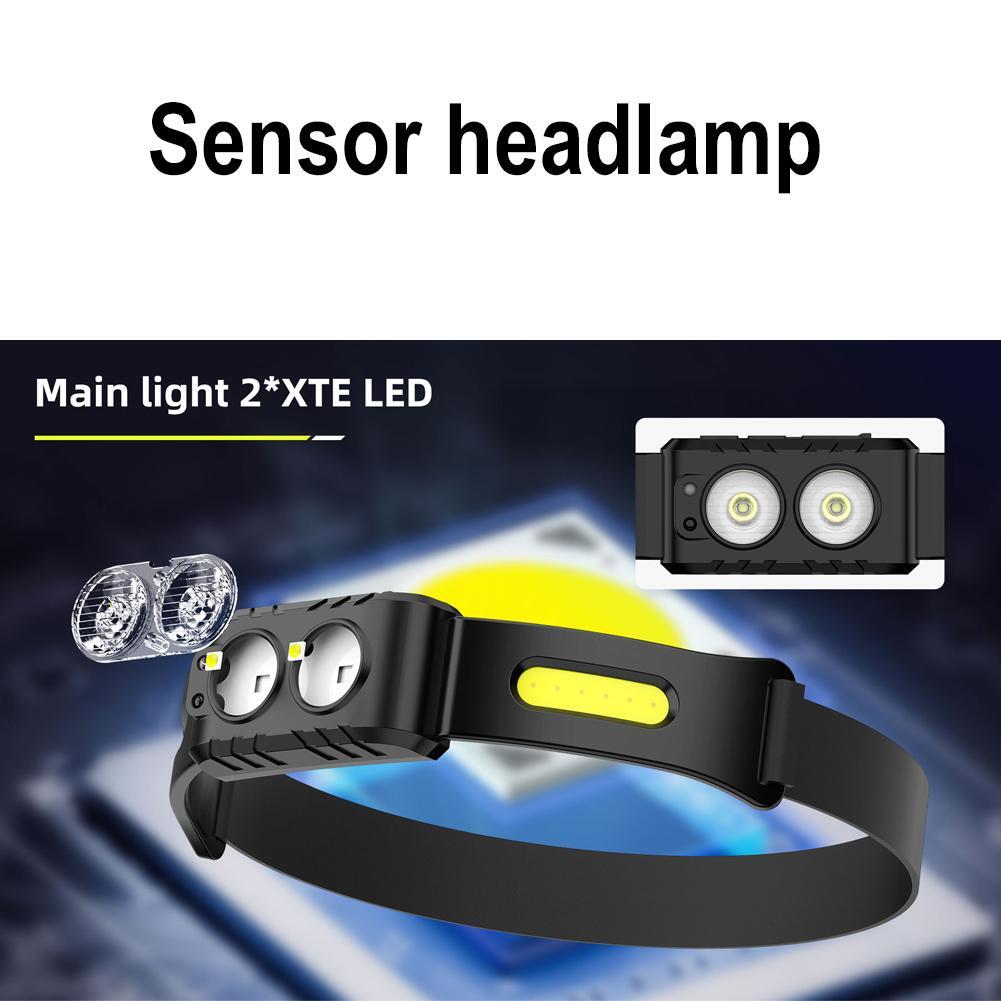COB Sensor Headlamp LED Head Light Camping Fishing Lamp Torch ...